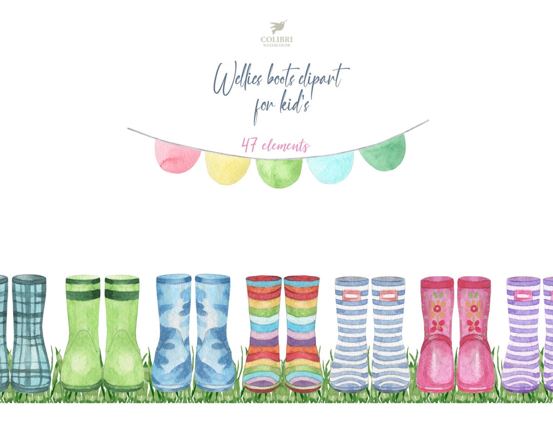 Personalized Clipart, Wellies Boots Clipart for Kid's, Wellington Boot ...