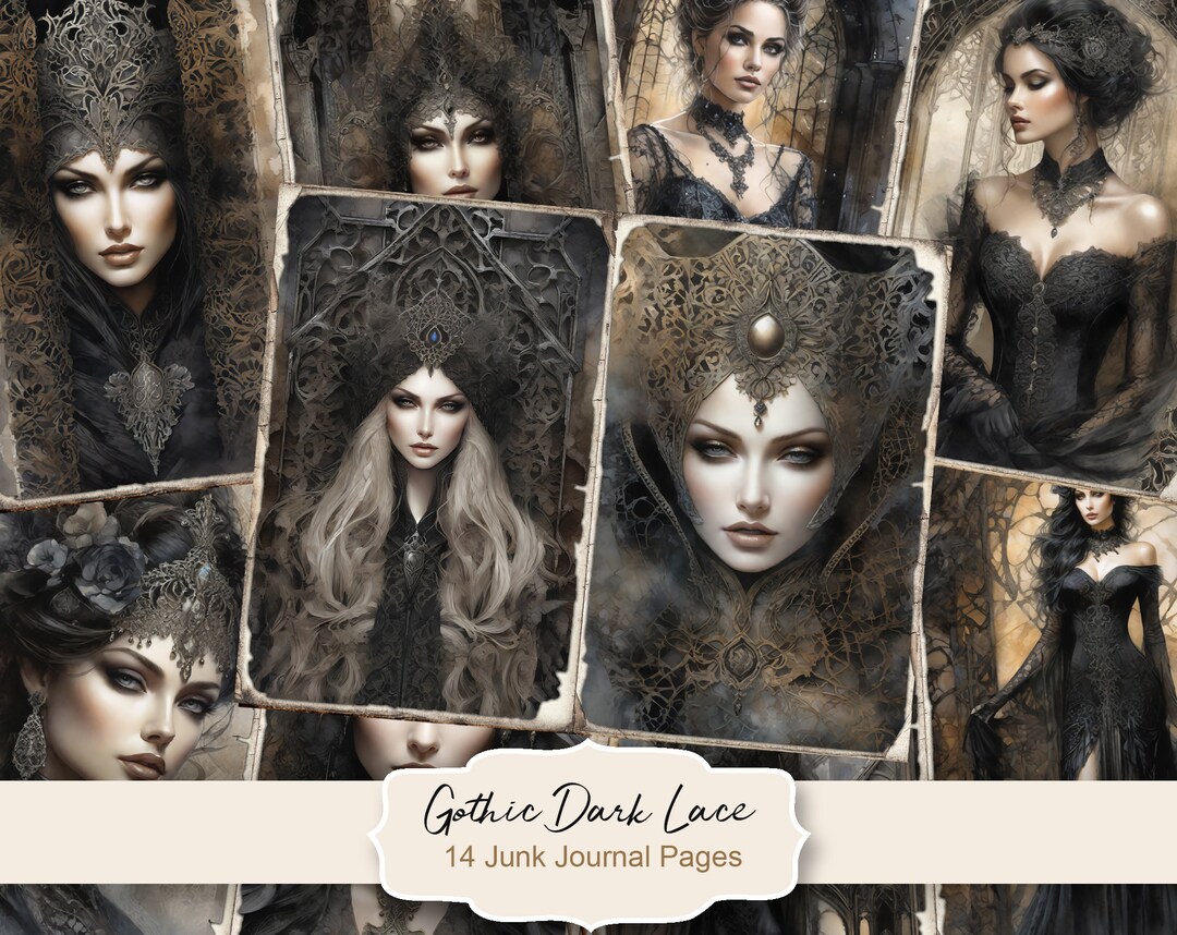 Gothic Dark Lace Junk Journal Pages, Gothic Digital Paper for ...