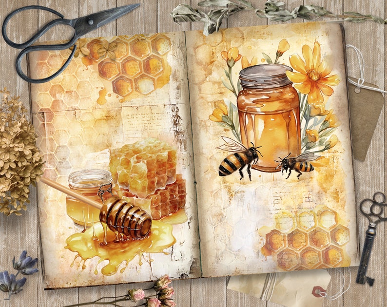 Honey Bees Junk Journal Pages, Vintage Bee Junk Journal Kit, Junk ...