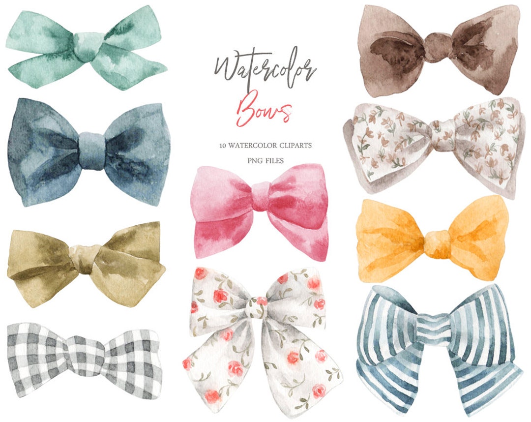 Watercolor Bows Clipart, Bow Clipart, Fashion Clipart, Birthday Party ...