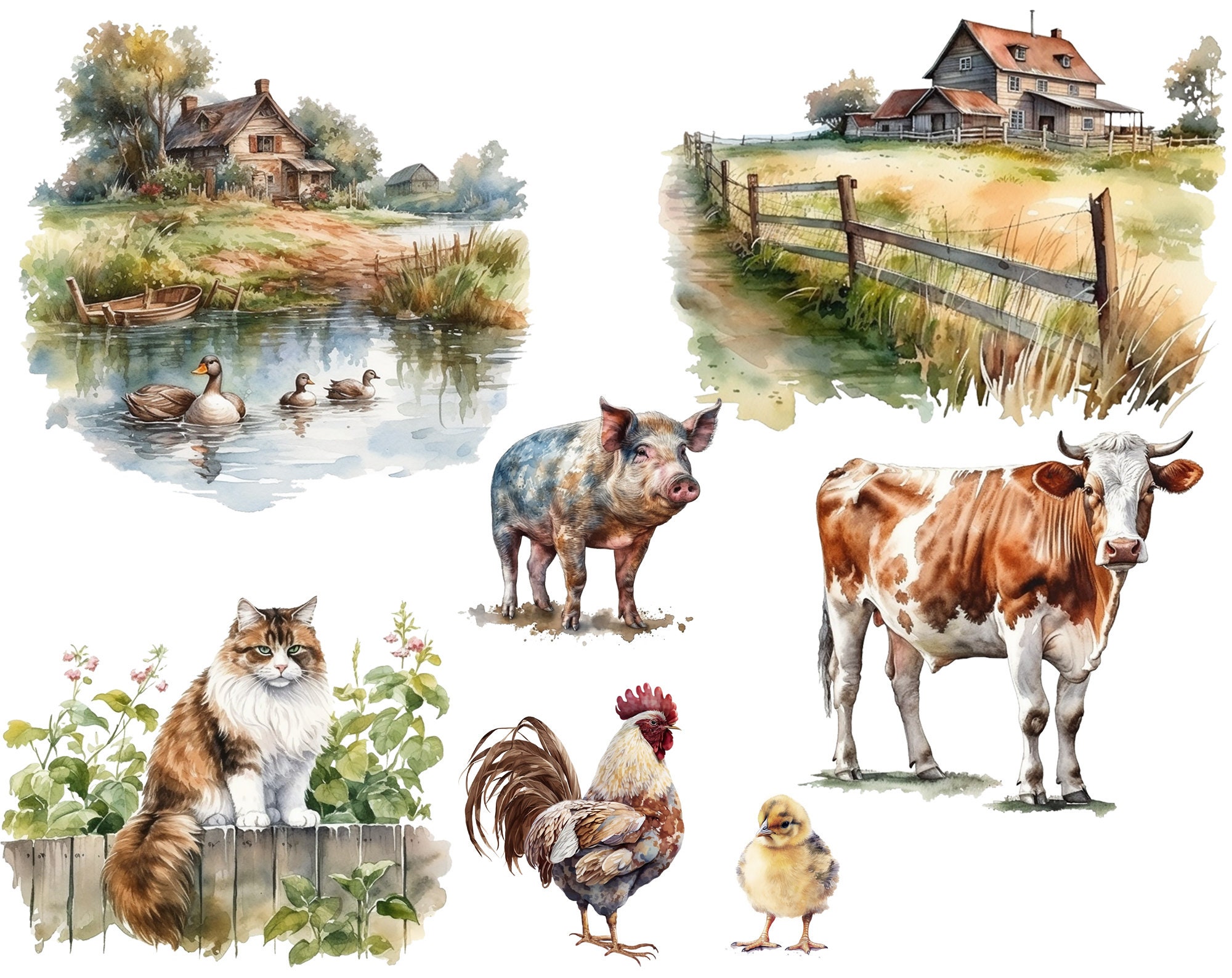 Farm Clipart Bundle 22 PNG Farm Animals Clipart Farmhouse - Etsy Australia