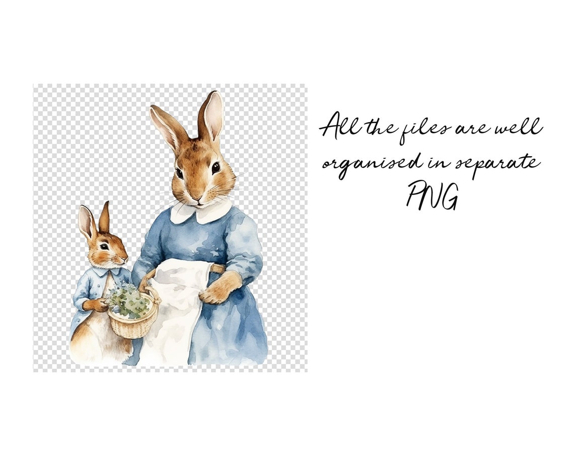 Peter Rabbit & Mum 15 PNG Beatrix Potter Style PNG Clip Art - Etsy