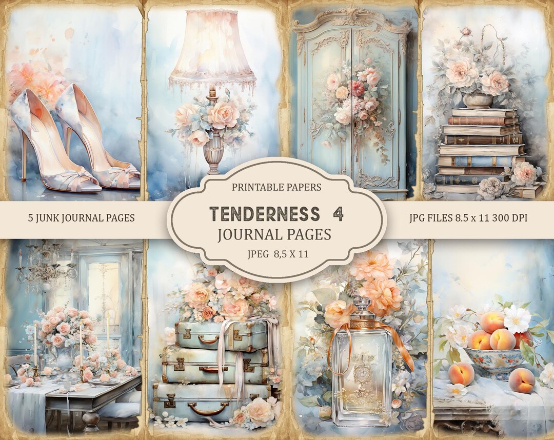 Tenderness 4 Junk Journal Printable Pages, Junk Journal Kit, Scrapbook ...