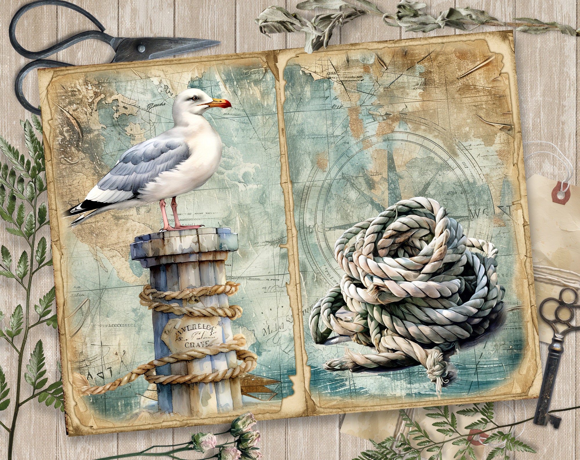 Nautical Journal Pages, Spring Ephemera, Nautical Printable, Printable ...