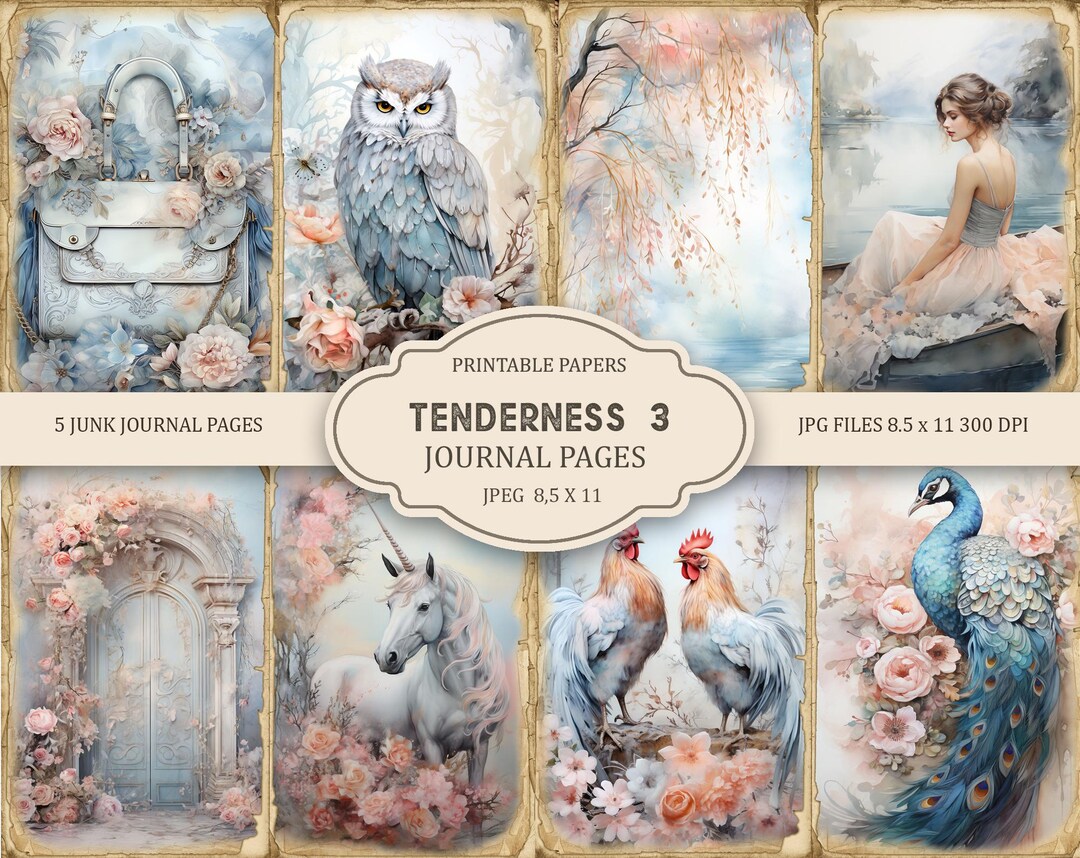 Tenderness 3 Junk Journal Printable Pages, Junk Journal Kit, Scrapbook ...