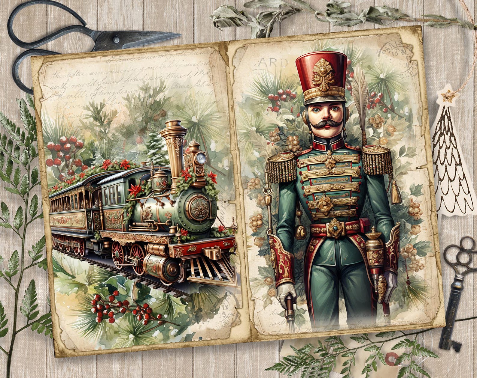 Vintage Christmas 1 Junk Journal Printable Pages, Scrapbook Printable ...