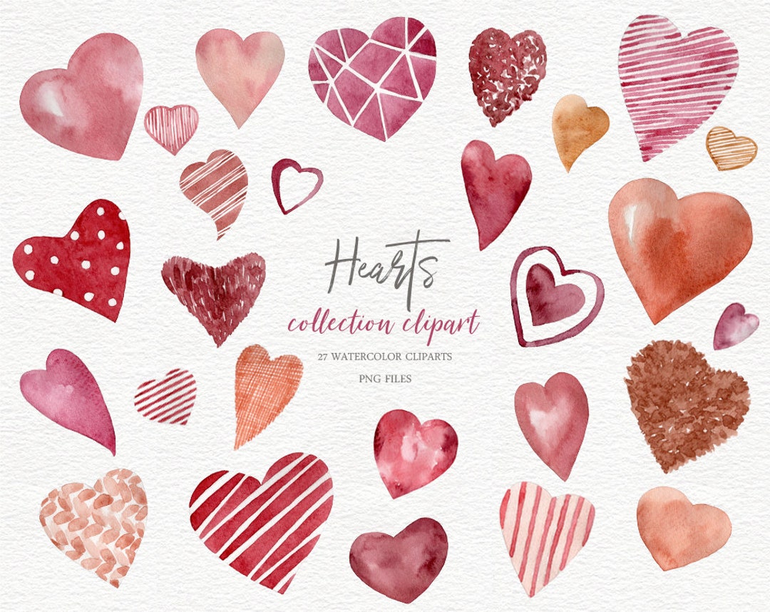 Watercolor Pink Hearts 27 PNG, Valentine Day Clipart, Valentines Heart ...