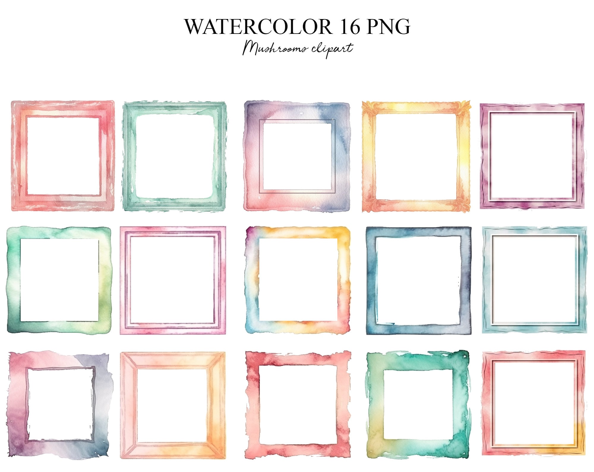 Watercolor Clipart Frames Borders Clipart Pastel Frames - Etsy UK