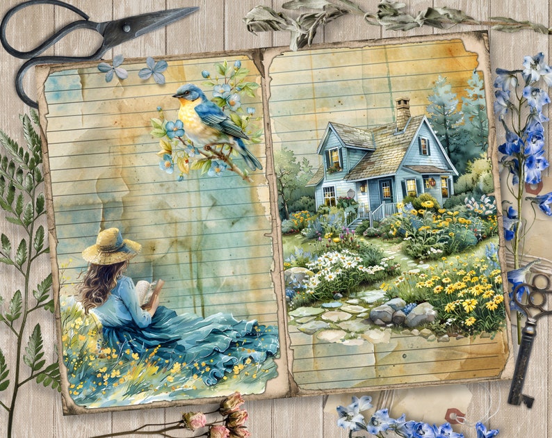 Bright April Junk Journal Pages, Spring Ephemera, Scrapbook Printable ...