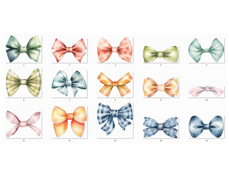 Watercolor Bows Clipart Bows Clipart Set Birthday Clipart - Etsy