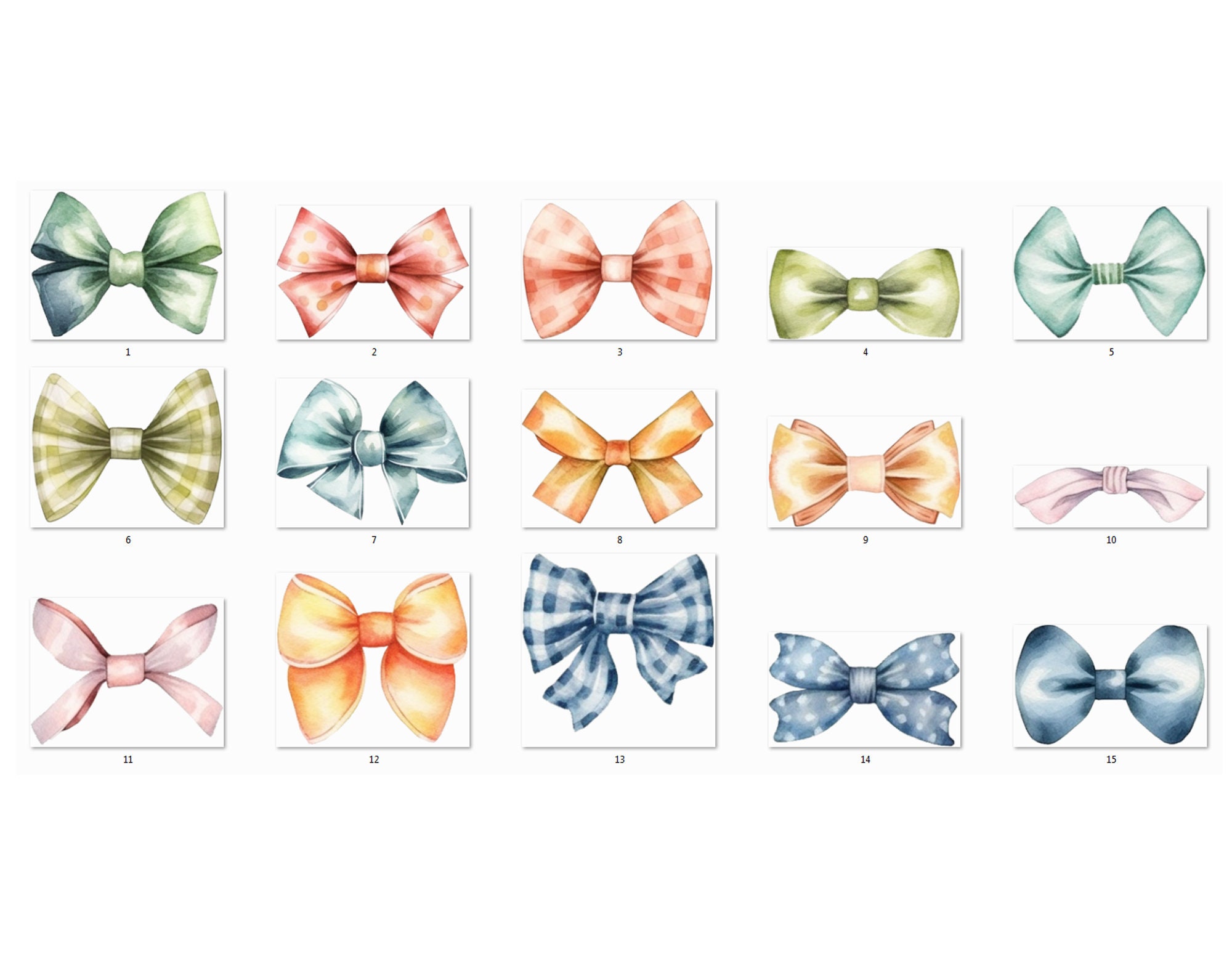 Watercolor Bows Clipart Bows Clipart Set Birthday Clipart - Etsy