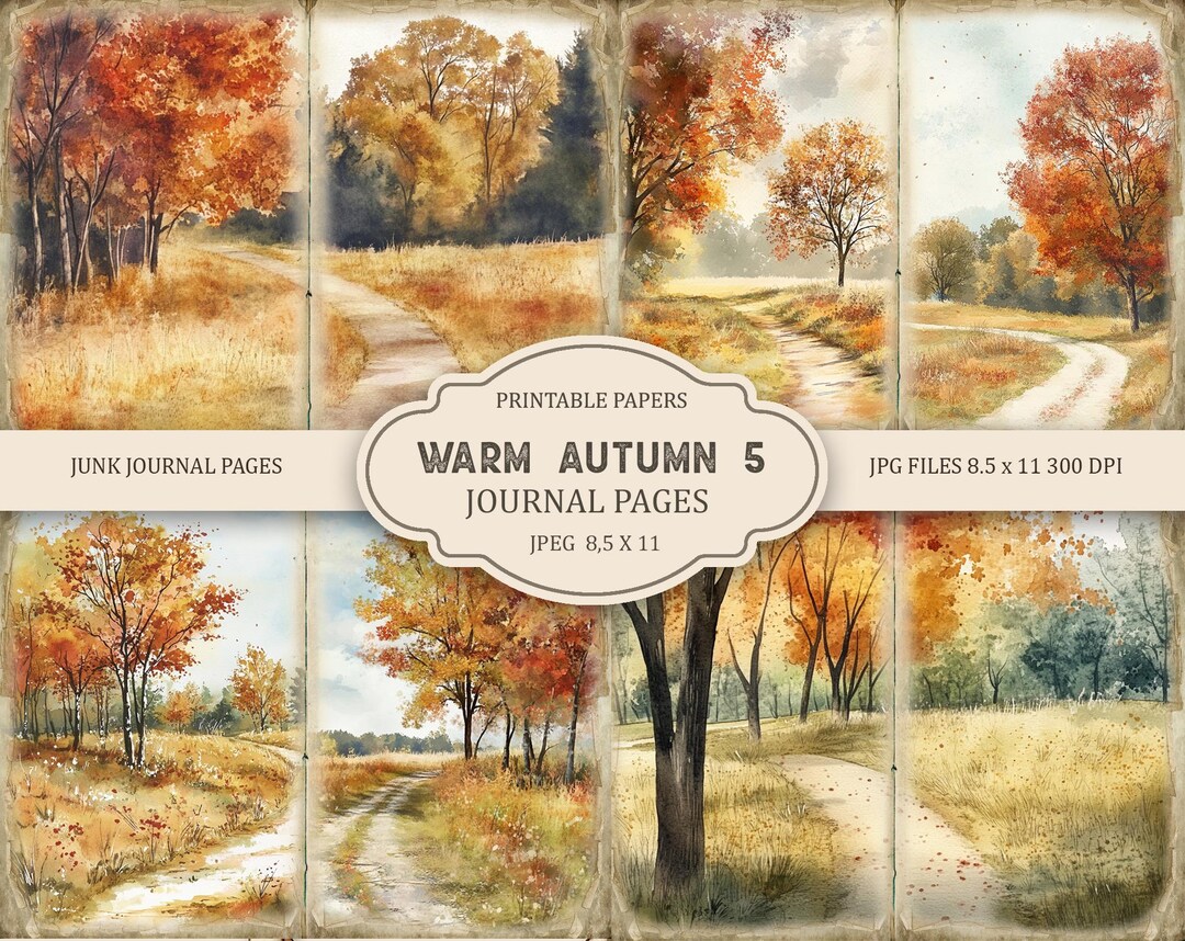 Warm Autumn Junk Journal Kit: Printable Scrapbook Pages (PDF), Part 5 ...