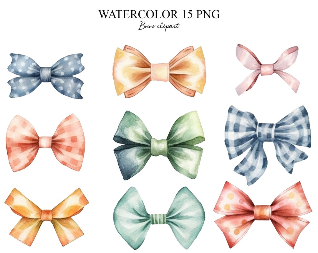 Watercolor Bows Clipart, Bows Clipart Set, Birthday Clipart, Baby ...