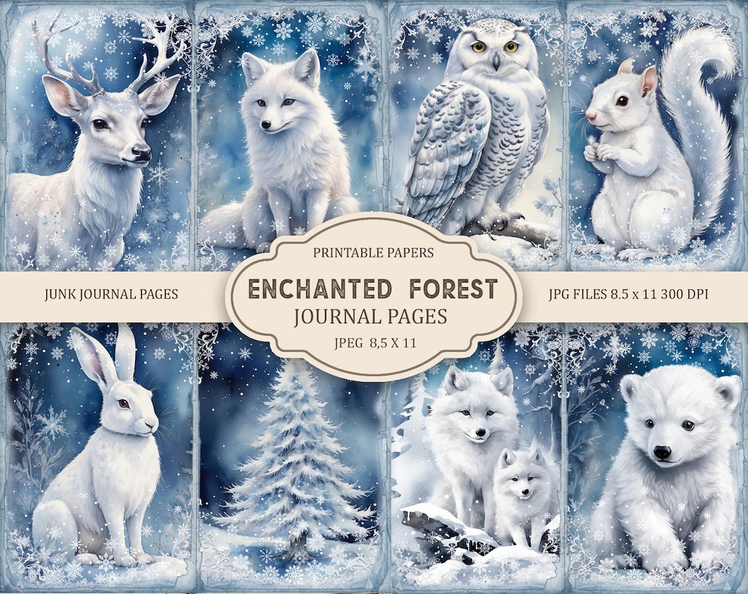 Enchanted Forest Winter Junk Journal Printable Pages, Junk Journal Kit ...