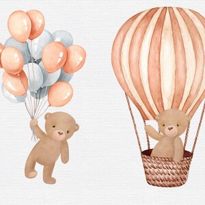 Watercolor Teddy Bear Clipart, Watercolor Baby Shower Clipart, Baby Boy ...