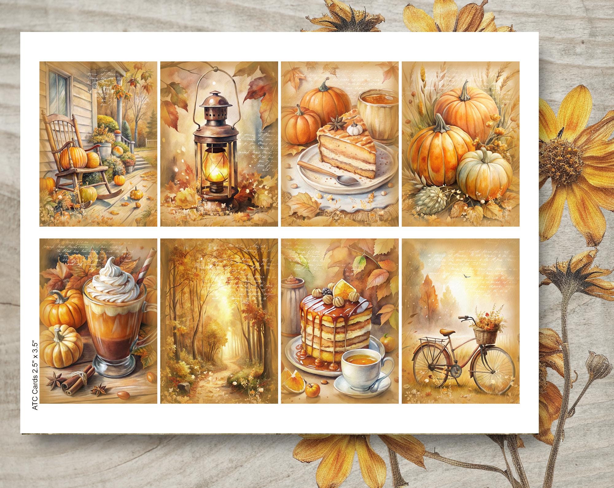 Warm Autumn ATC, Cards, 2.5x3.5, Junk Journals, Embellishments, Tags ...