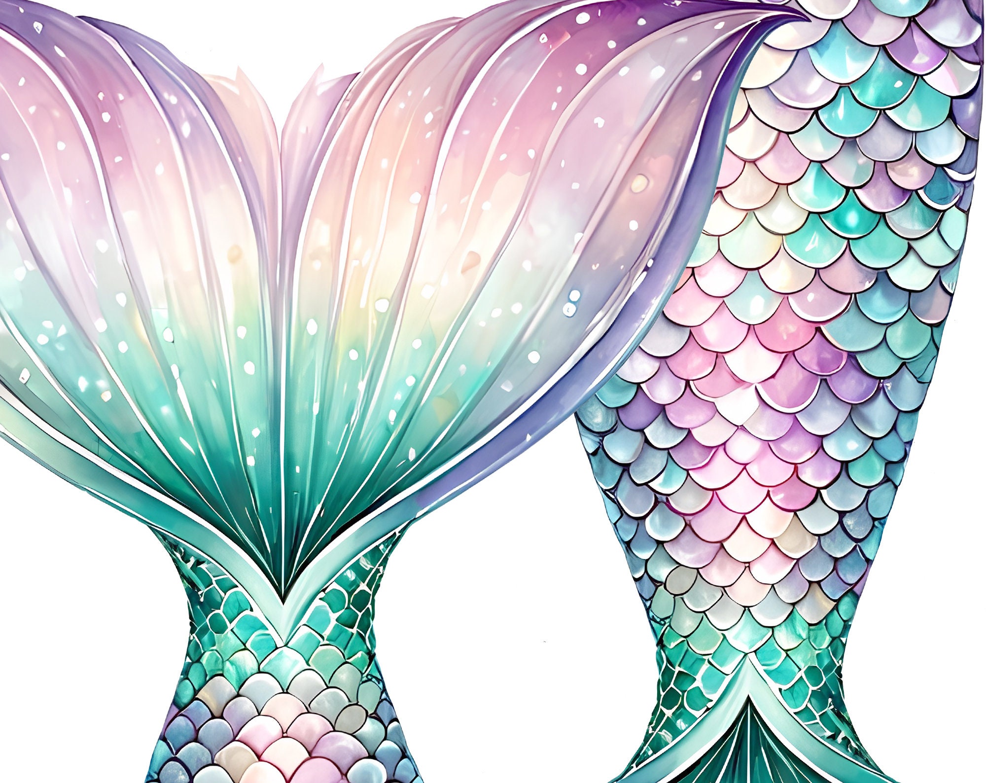 Watercolor Mermaid Tail Clipart, Sea Beach Clipart, Mermaid Tails ...