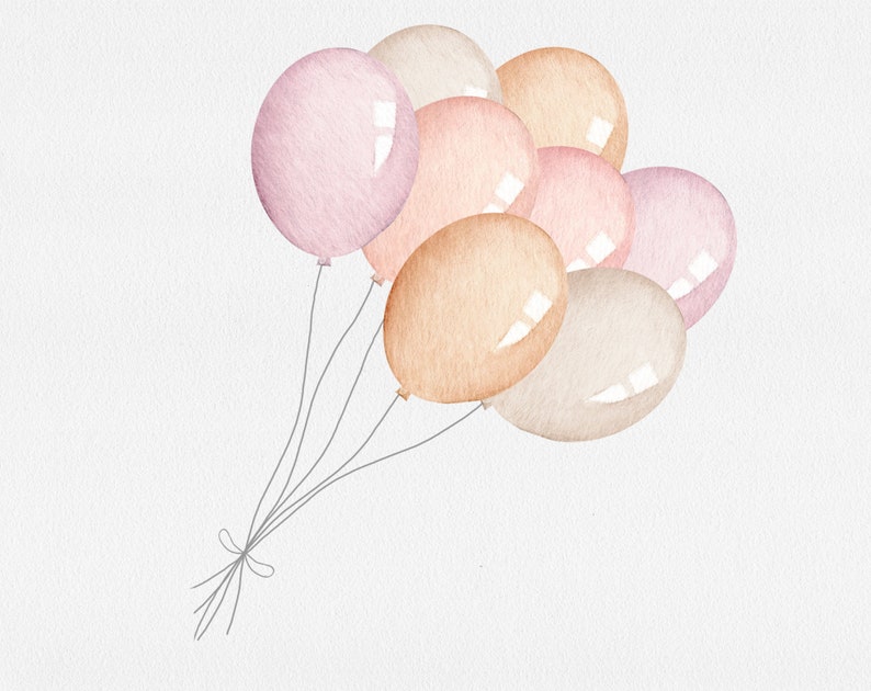 Watercolor Balloons Clipart Png Birthday Clipart Balloon - Etsy UK