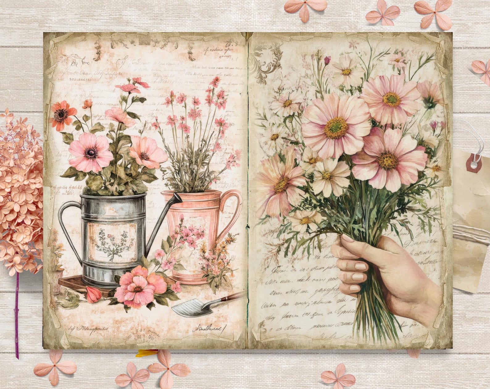 Coral Tenderness Junk Journal Printable Pages, Junk Journal Kit ...