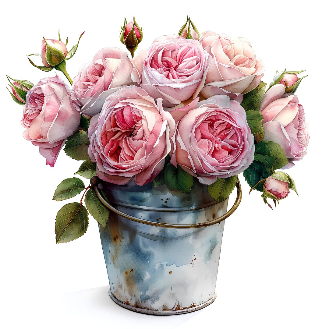 10 Roses Flowers Clipart, Spring Flowers Clipart, Printable, High ...