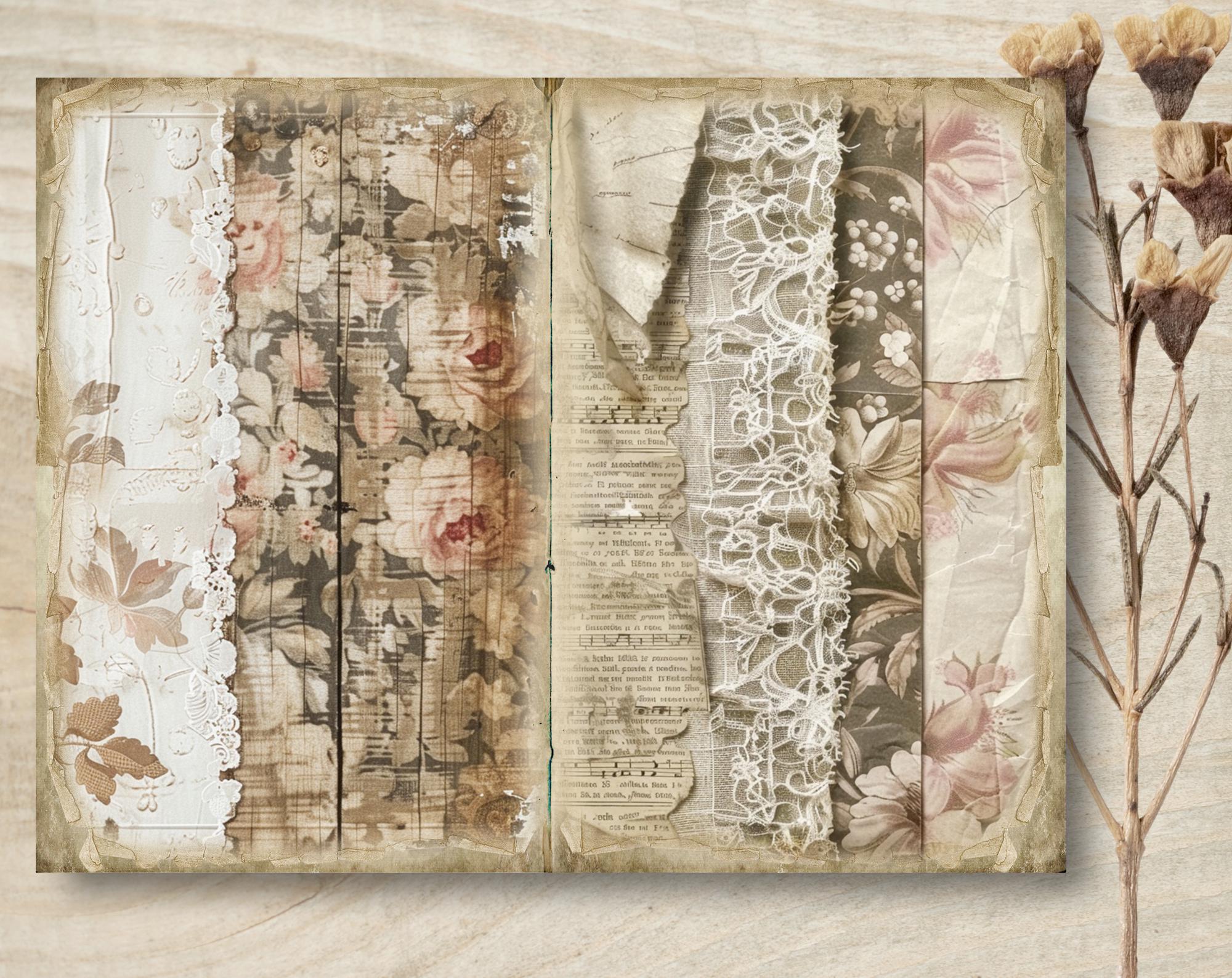 Shabby Nostalgic Junk Journal Kit: Printable Scrapbook Pages (JPG) Part ...