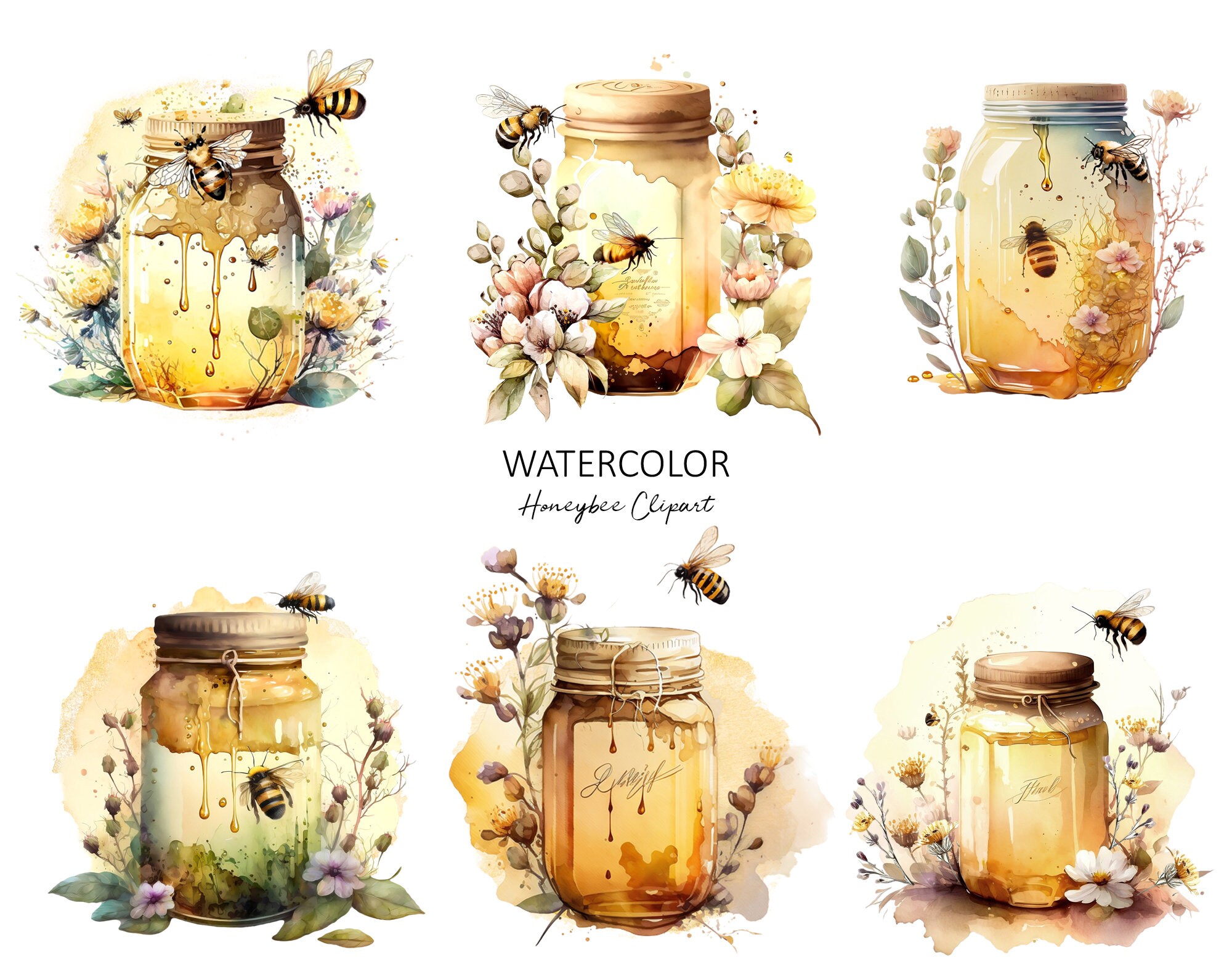 Honey Bee Clipart Honey Spring Garden Flowers - Etsy