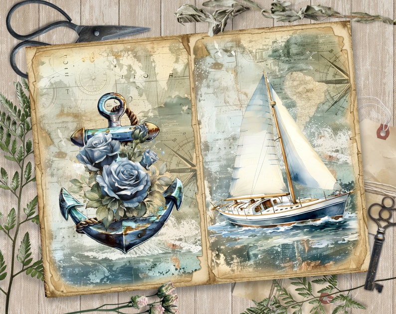 Nautical Journal Pages, Spring Ephemera, Nautical Printable, Printable ...