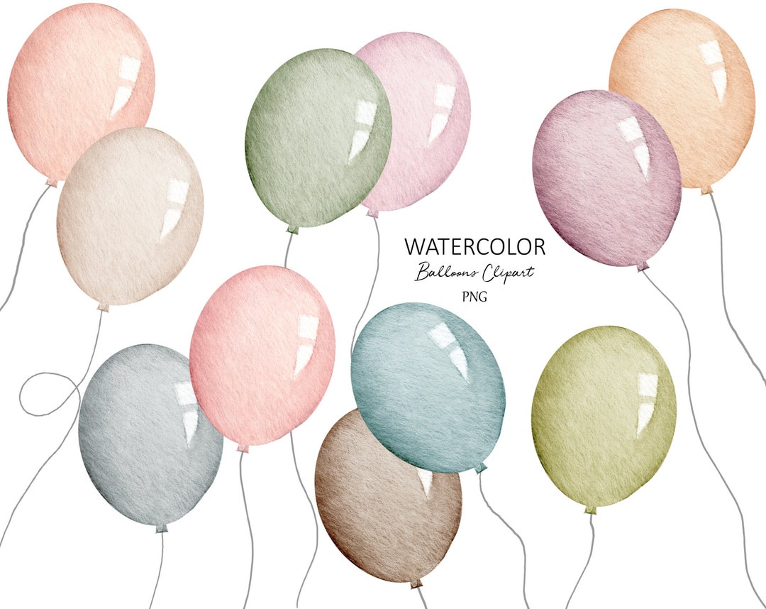 Watercolor Balloons Clipart Png, Birthday Clipart, Balloon Png ...