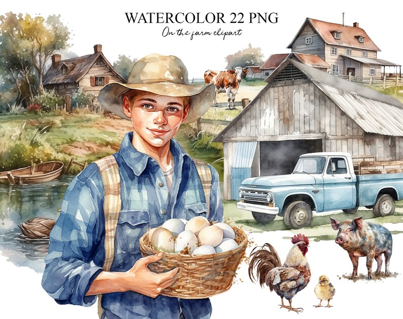 Farm Clipart Bundle 22 PNG Farm Animals Clipart Farmhouse - Etsy