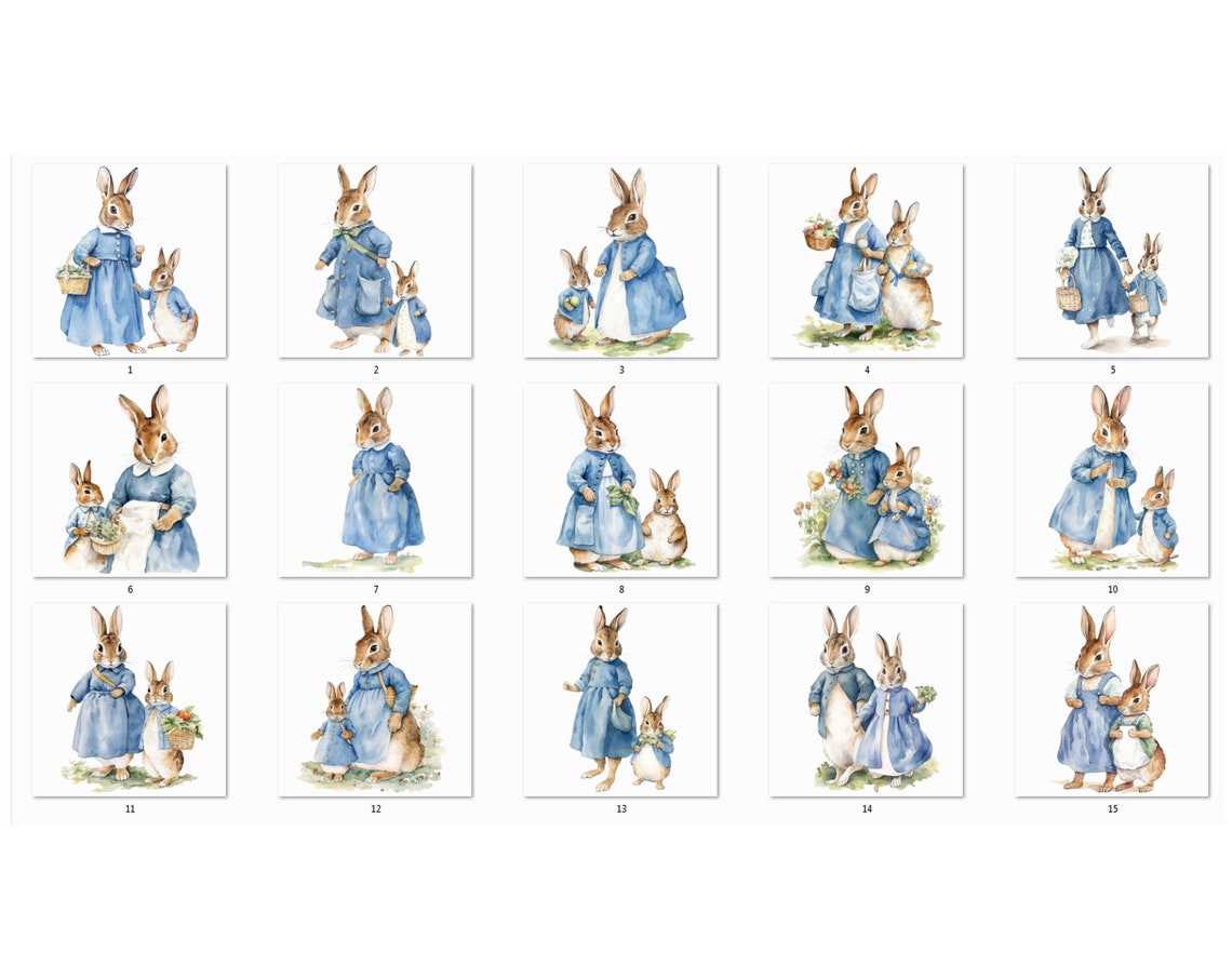 Peter Rabbit & Mum 15 PNG Beatrix Potter Style PNG Clip Art - Etsy