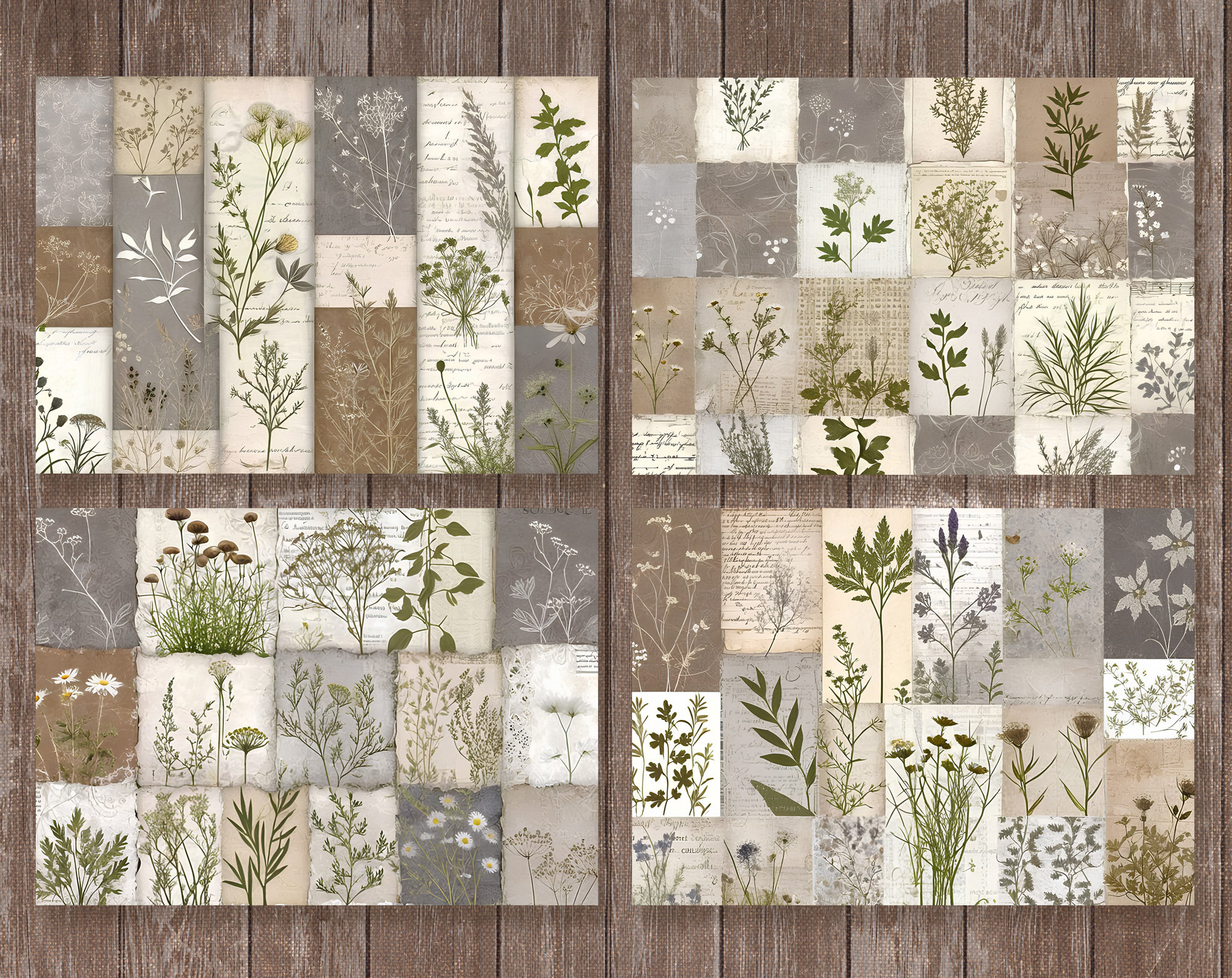 Wild Field Flowers Printable Paper Pack, Junk Journal Background ...