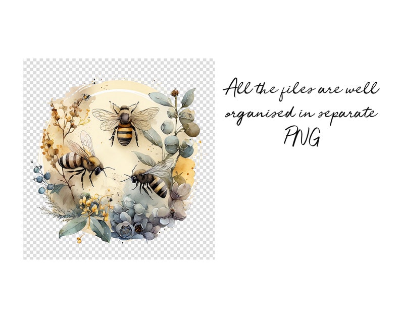 Honey Bee Clipart, Honey, Spring Garden, Flowers, Scrapbooking, Digital ...