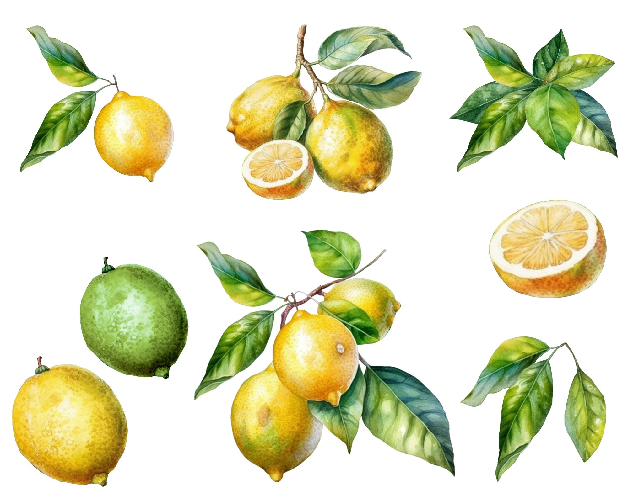 Watercolor Lemon Clipart Plant Clipart Lemon Tree Clipart - Etsy