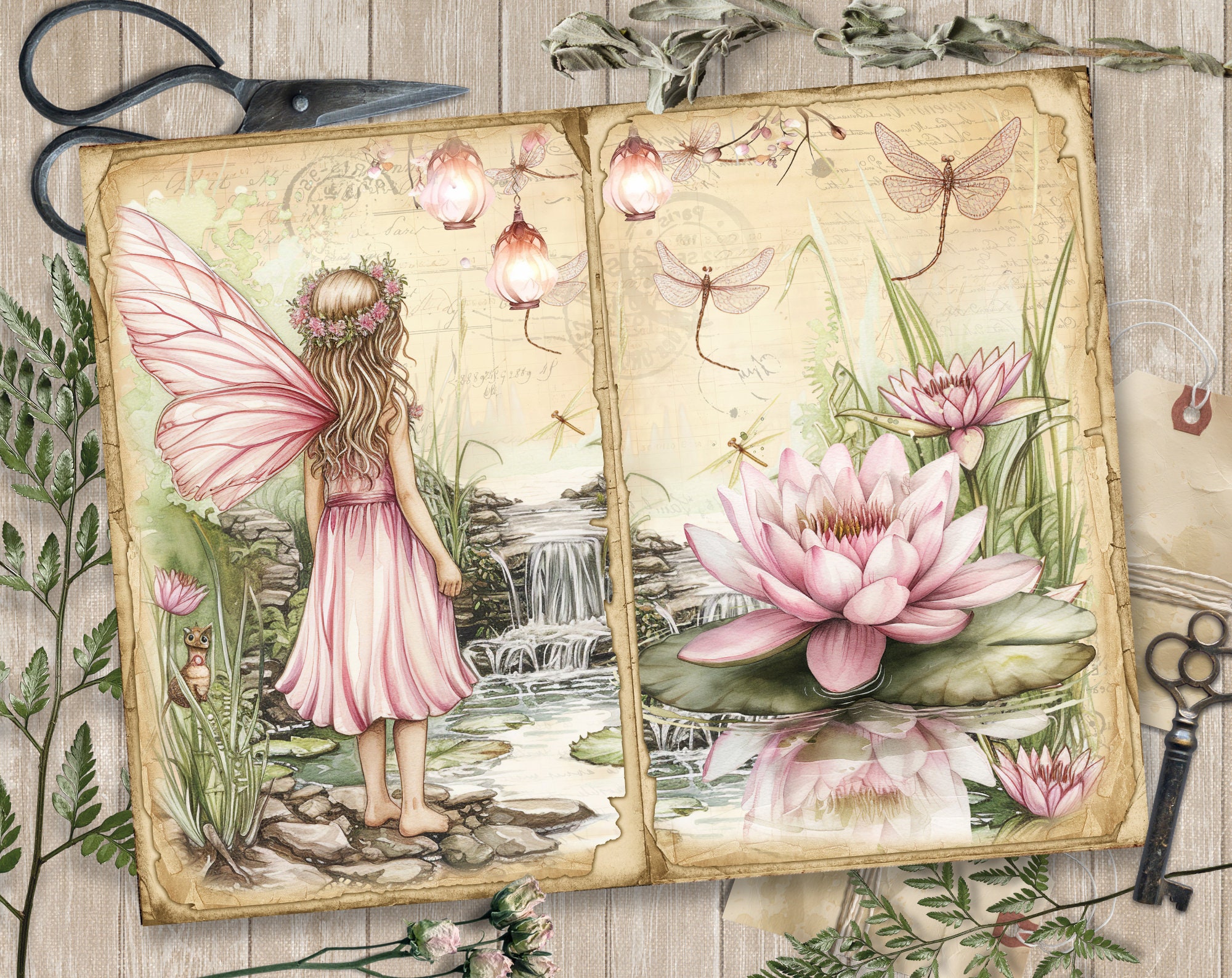 Fairy Garden Junk Journal Kit: Printable Scrapbook Pages, Fairies ...
