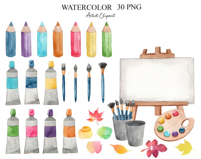 50 Rainbow Paint Tube Clip Art, Art Materials Digital Illustrations PNG ...