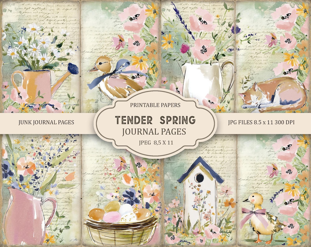 Tender Spring Junk Journal Pages: Floral Garden Printable Kit (JPG) - Etsy