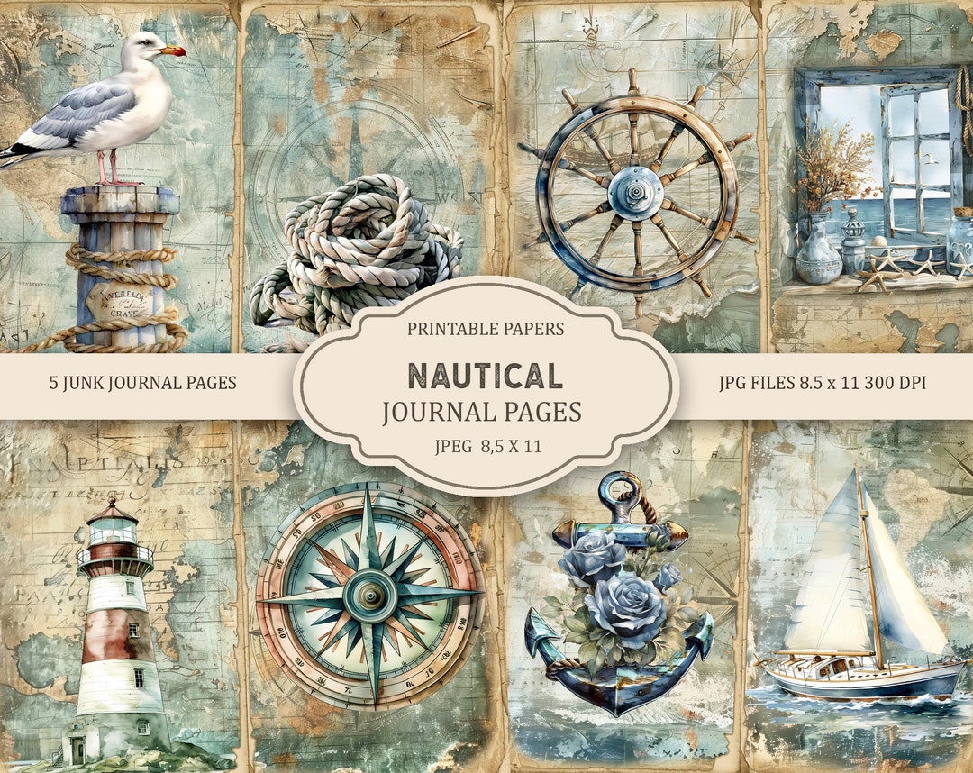 Nautical Journal Pages, Spring Ephemera, Nautical Printable, Printable ...