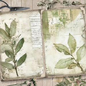 Botanical Green Junk Journal Printable Pages, Junk Journal Kit ...