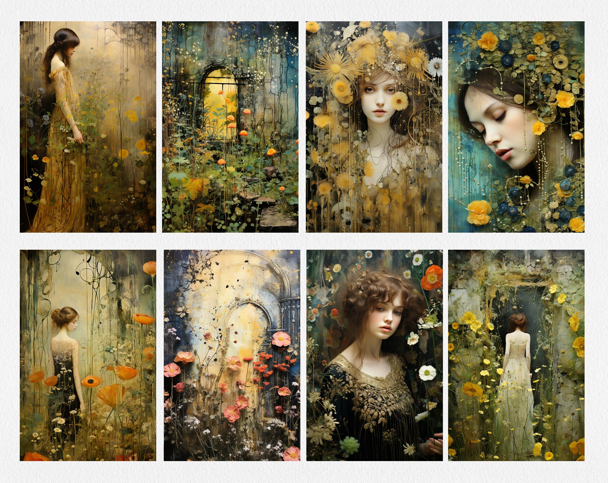 Secret Garden Papers Collage Printable Junk Journal, Klimt Junk Journal ...