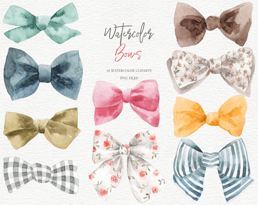 Watercolor Bows Clipart Bow Clipart Fashion Clipart - Etsy