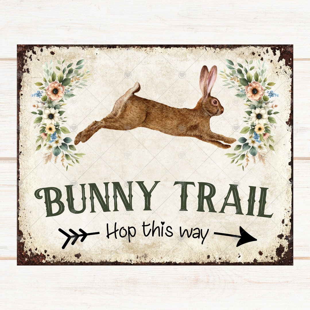 Easter Bunny Sign, Farmhouse Wall Art, Blue Hydrangea Floral Printable ...