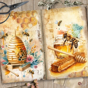 Honey Bees 2 Junk Journal Pages, Vintage Bee Junk Journal Kit, Junk ...
