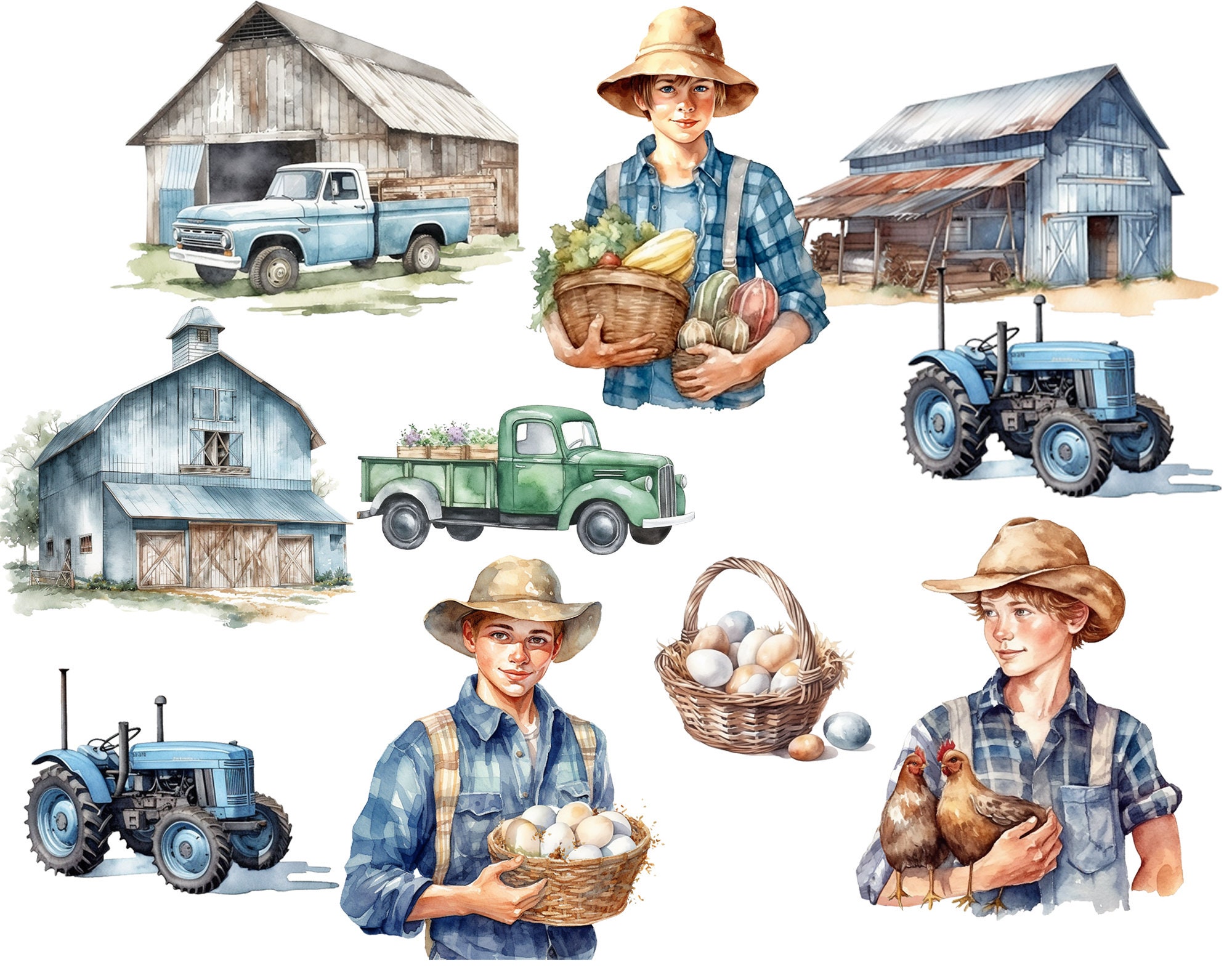 Farm Clipart Bundle 22 PNG Farm Animals Clipart Farmhouse - Etsy