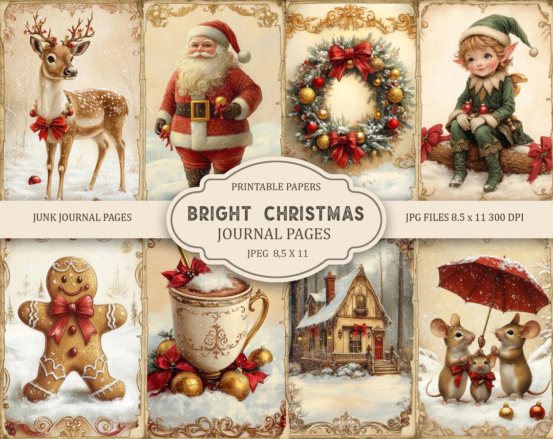 Bright Christmas Junk Journal Printable Pages, Junk Journal Kit ...