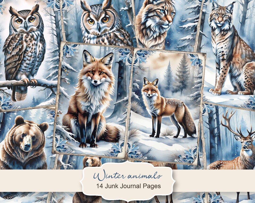 Forest Winter Animals Junk Journal Printable Pages, Christmas Junk ...