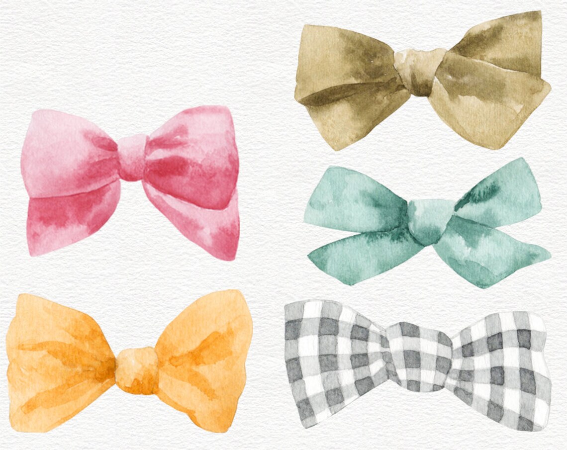 Watercolor Bows Clipart Bow Clipart Fashion Clipart - Etsy