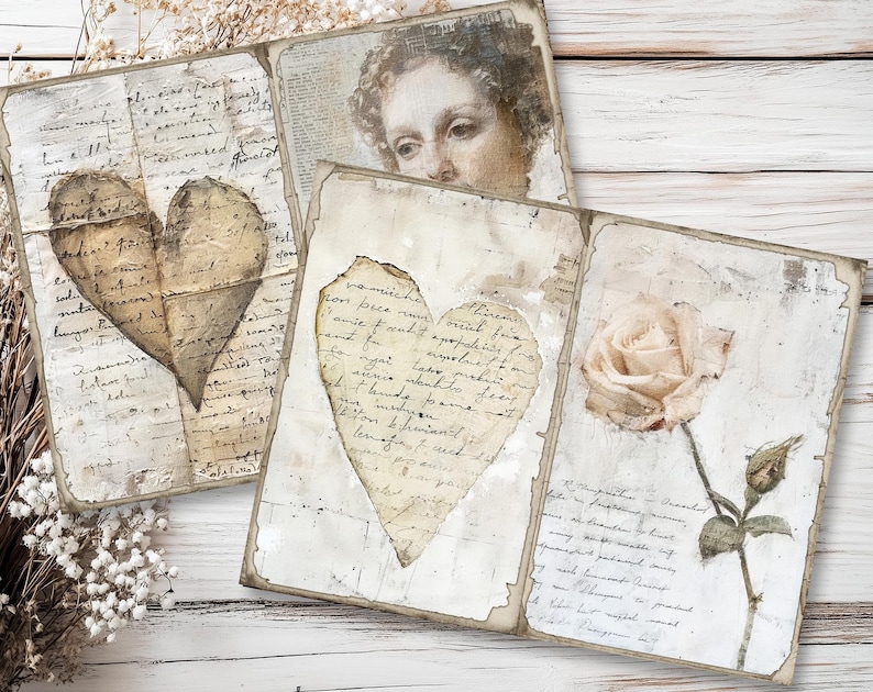 Romantic Poetry Valentines Junk Journal Pages, 11 X 8.5, Printable ...