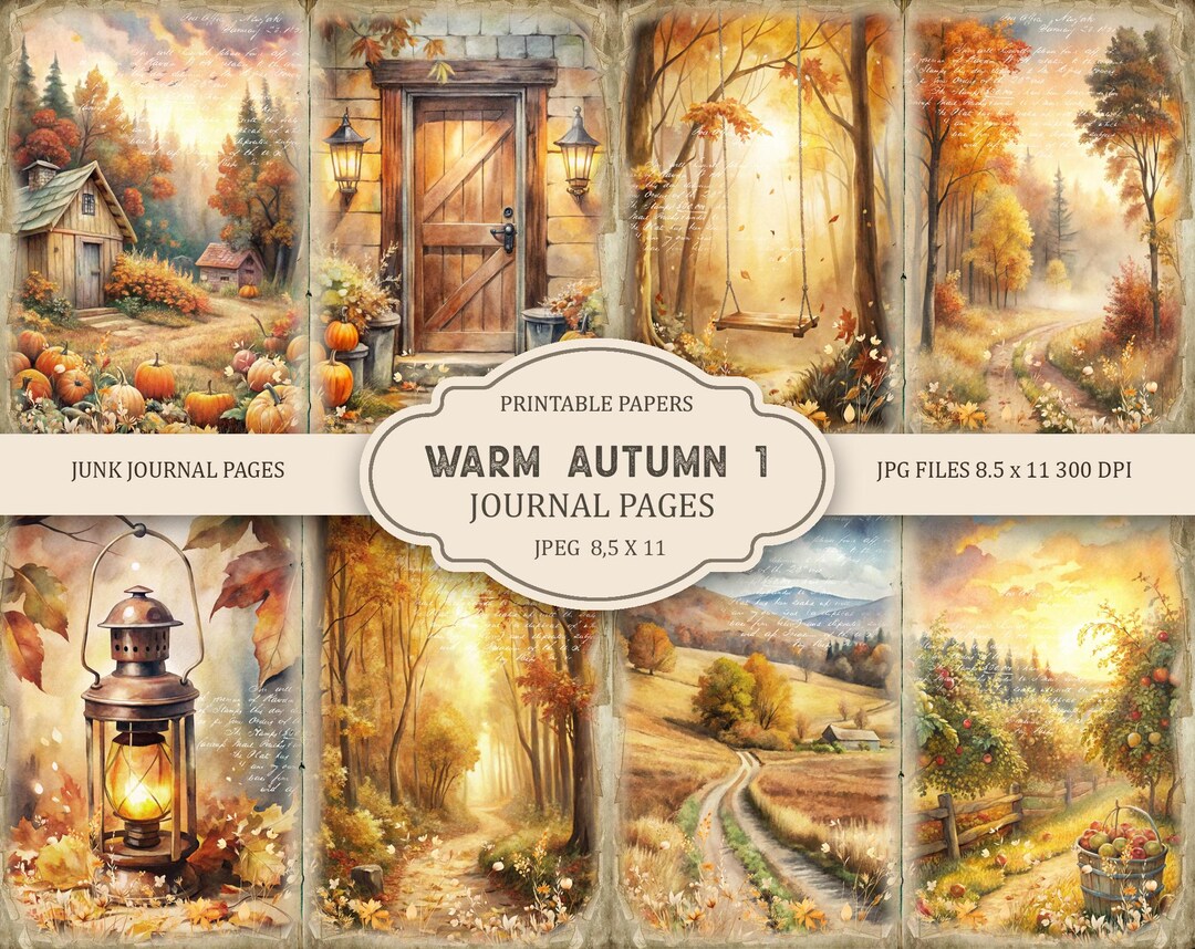Warm Autumn Junk Journal Kit: Printable Scrapbook Pages (PDF), Part 1 ...