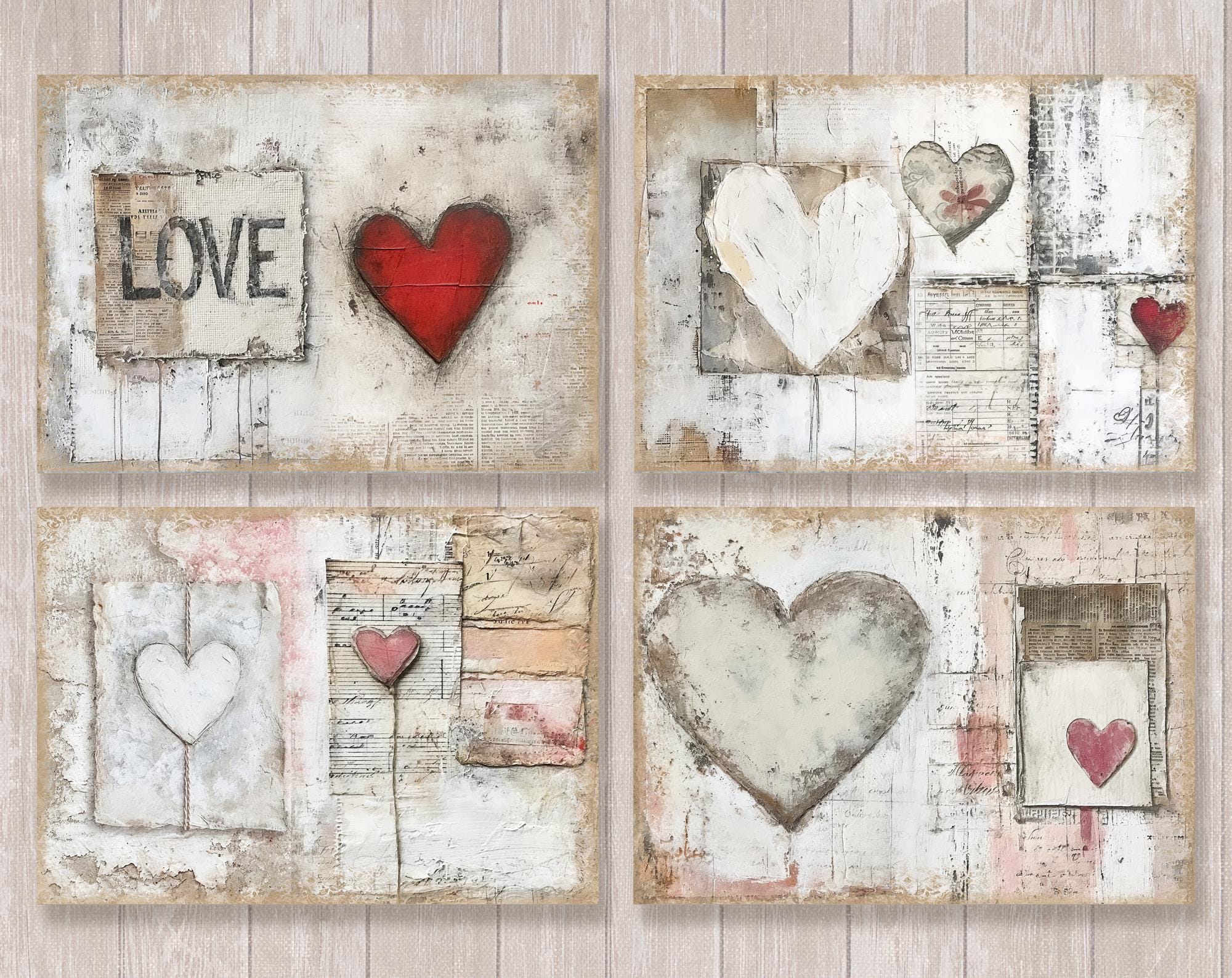 Love and Romance Printable Paper Pack, Embossed Paper for Junk Journals ...