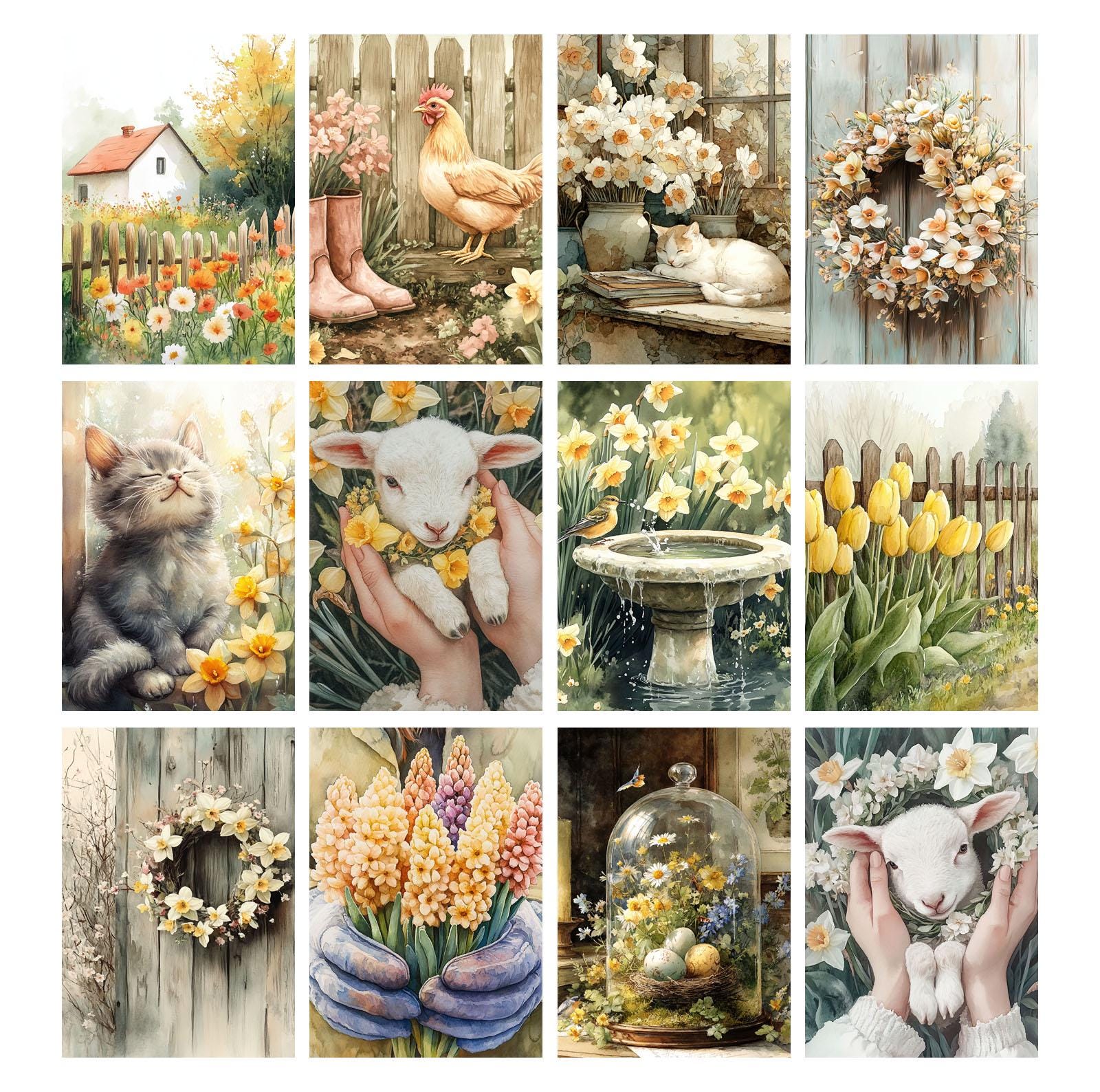 Sunny Spring Printable Paper Pack, A-4 Junk Journal Background 70 JPC ...